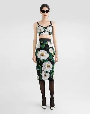 Dolce & Gabbana Stretch Bralette Top With Gardenia - Print