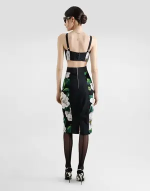 Dolce & Gabbana Stretch Bralette Top With Gardenia - Print