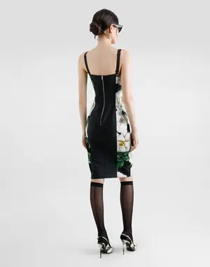 Dolce & Gabbana Stretch Marquisette Midi Dress With Gardenia - Print
