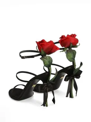 Dolce & Gabbana Rose-appliqué Sandals - Black
