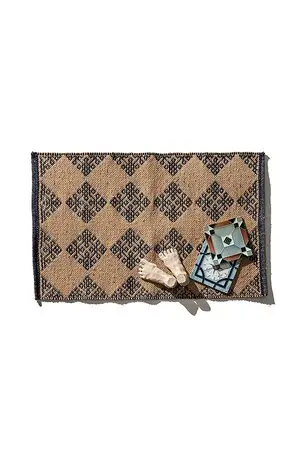 PUEBCO Tile Patterned Jute Mat - Navy