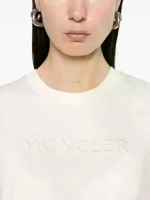 Moncler Logo-embroidered T-shirt - Neutrals
