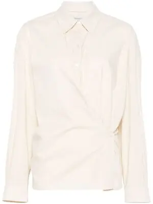 LEMAIRE Straight-collar Twisted Shirt - Neutrals