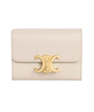 Celine Compact Wallet With Coin Triomphe In Shiny Calfskin - Pale Beige ...