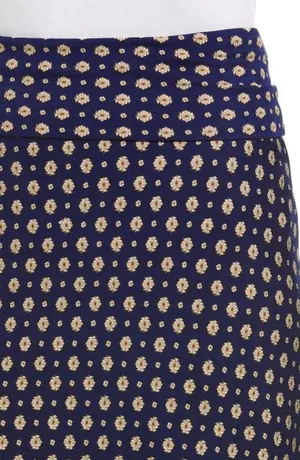 Loveappella Border Print Roll Top Maxi Skirt - Navy/tomato