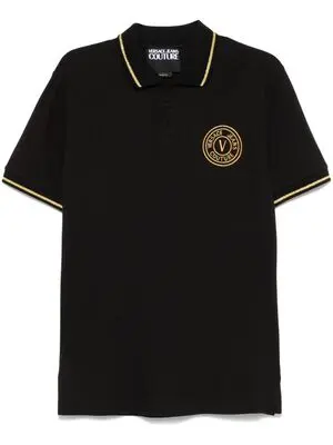 Versace Logo-embroidered Polo Shirt - Black