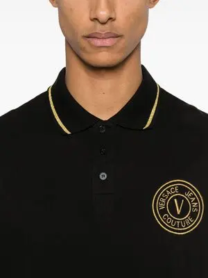 Versace Logo-embroidered Polo Shirt - Black