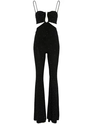 NISSA Rhinestoned Jumpsuit - Black