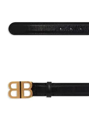 Balenciaga Bb Leather Belt - Black