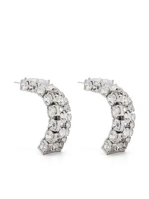Patrizia Pepe Crystal-embellished Hoop Earrings - Silver