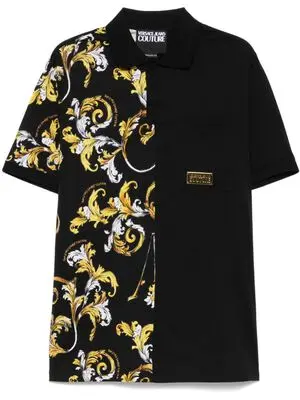 Versace Barocco-print Polo Shirt - Black
