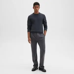 Theory Relaxed Drawstring Wool-blend Knit Pants - Dark Ash Melange