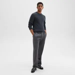 Theory Relaxed Drawstring Wool-blend Knit Pants - Dark Ash Melange
