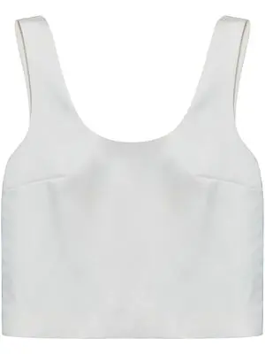 SELF-PORTRAIT Bonded Satin Vest - White
