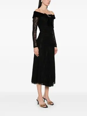 NISSA Bow-detail Lace Midi Dress