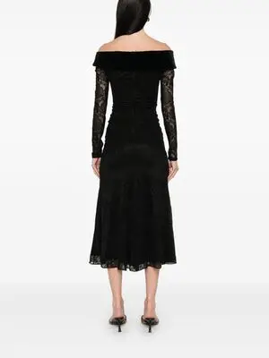 NISSA Bow-detail Lace Midi Dress