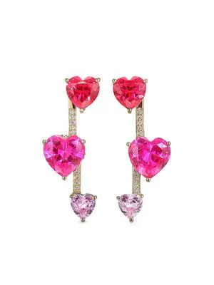 ANABELA CHAN 18kt Vermeil Ruby Heart Pendulum Earrings - Gold
