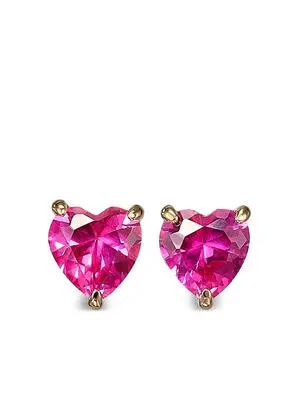 ANABELA CHAN 18kt Vermeil Mini Heart Ruby Stud Earrings - Gold