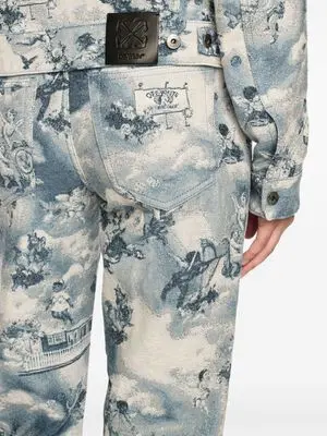 Off-White Fresco Tapestry Wide Leg Jeans