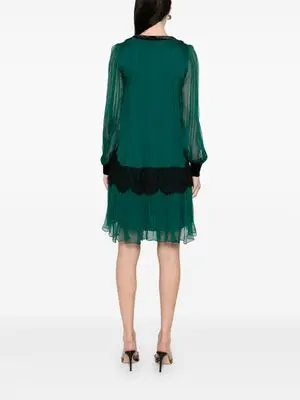 NISSA Lace-insert Silk Mini Dress