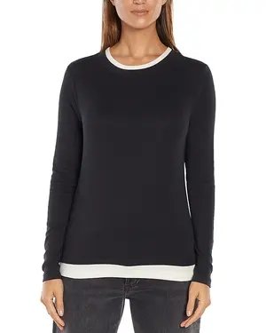 Three Dots Veronica Layered Long Sleeve Tee - Anthracite