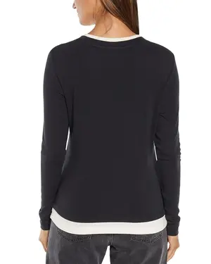 Three Dots Veronica Layered Long Sleeve Tee - Anthracite