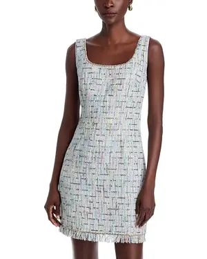 Kobi Halperin Novi Tweed Mini Dress With Fringe Trim - Multi