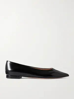 GIANVITO ROSSI Robbie Glossed-leather Ballet Flats