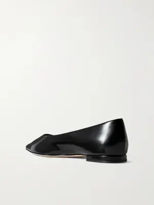 GIANVITO ROSSI Robbie Glossed-leather Ballet Flats