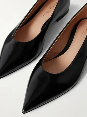GIANVITO ROSSI Robbie Glossed-leather Ballet Flats
