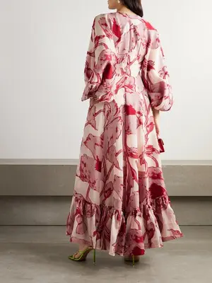 La DoubleJ Printed Silk-blend Chiffon Maxi Dress