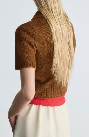 Mango Crop Polo Sweater - Brown