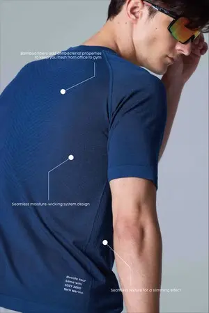 COZY ZERO Tech Merino Light Weight Daily Tee - Poseidon