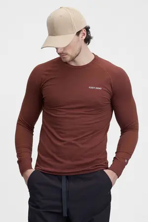 COZY ZERO Tech Merino Classic Fit Long Sleeve Base Layer - Cappuccino