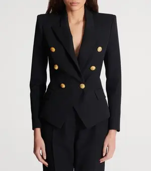 Balmain Wool Double-breasted Blazer - Black