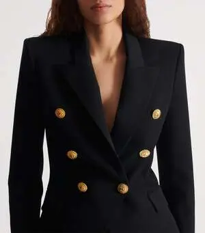 Balmain Wool Double-breasted Blazer - Black