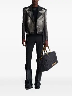 Balmain Trompe L'oeil Leather Biker Jacket