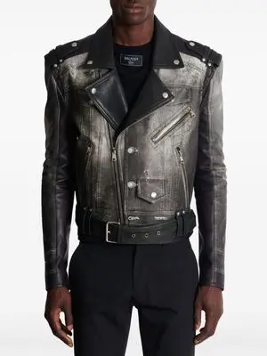 Balmain Trompe L'oeil Leather Biker Jacket