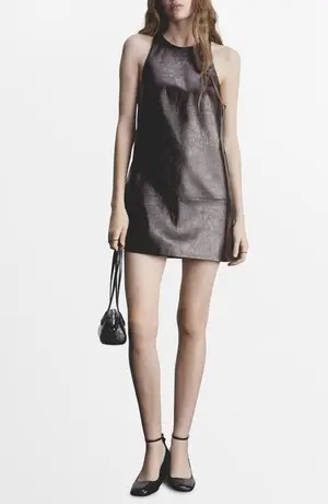 Mango Faux Leather Mini Shift Dress