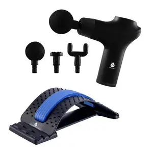 PURSONIC Back Stretcher & 3-speed Massage Gun - Black