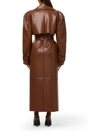 Naked Wardrobe Faux Leather Trench Coat - Toffee