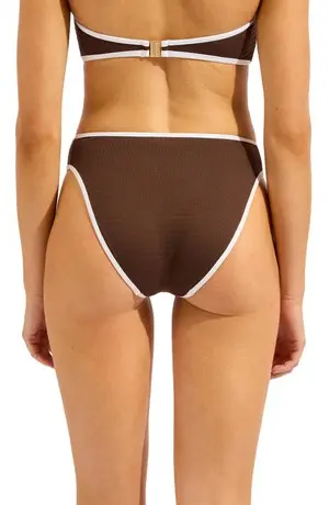 Seafolly Beach Bound High Cut Bikini Bottom - Dark Chocolate