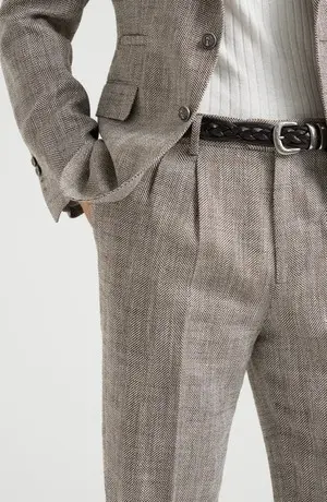 Brunello Cucinelli Chevron Leisure Fit Trousers
