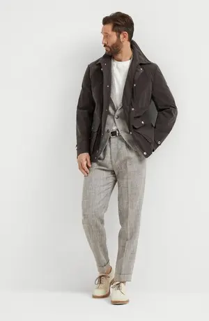 Brunello Cucinelli Chevron Leisure Fit Trousers