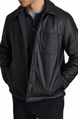 REISS Hyde Faux Leather Shirt Jacket