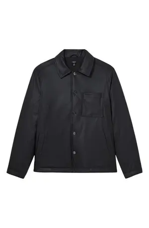 REISS Hyde Faux Leather Shirt Jacket