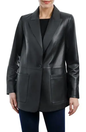 Michael Kors Leather Oversized Blazer - Black