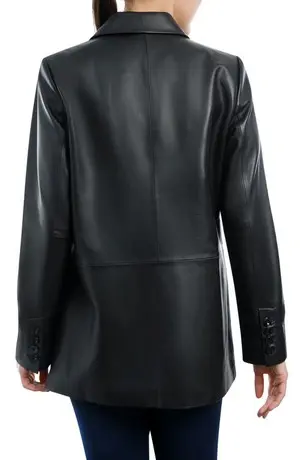 Michael Kors Leather Oversized Blazer - Black