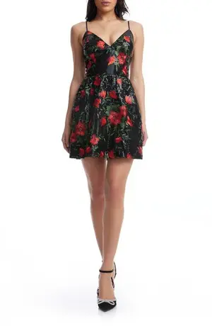 Dress The Population Elva Sequin Floral Print Minidress