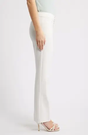 Anne Klein Flat Front Straight Leg Pants - White Dove